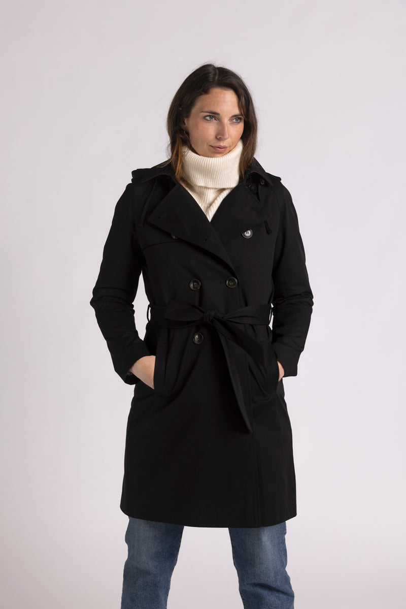 Trench noir femme authentique en pur coton premium- Trench & Coat - Trench & Coat France